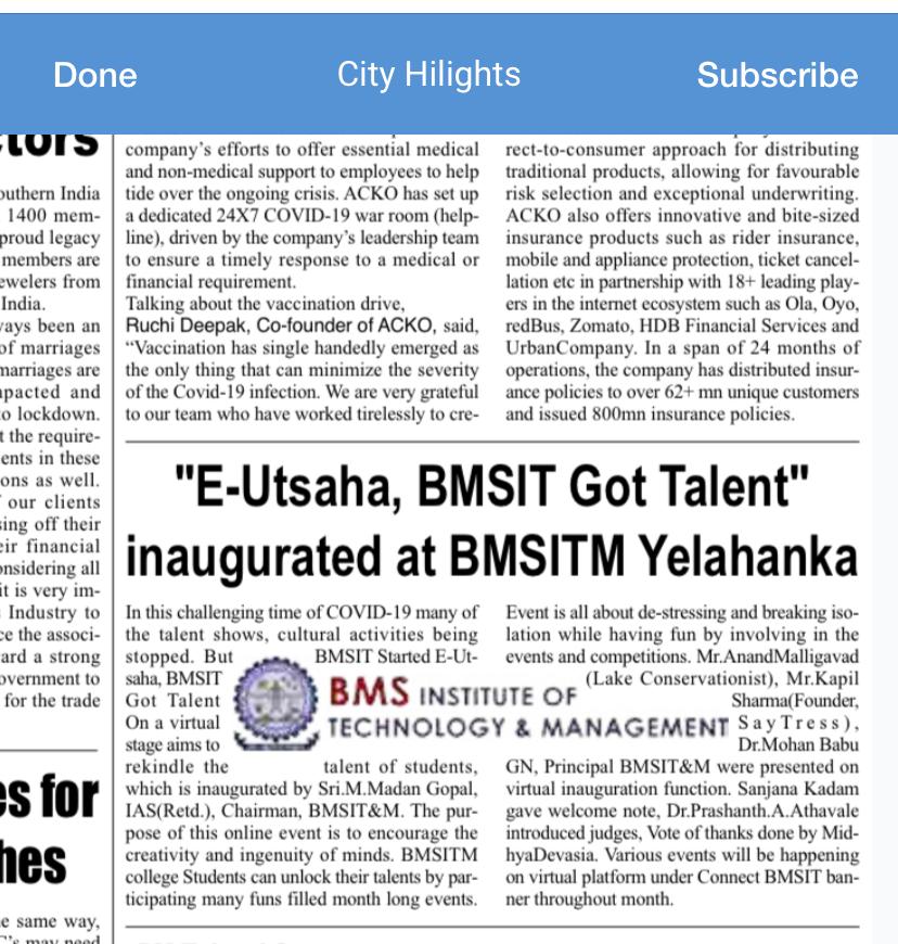 BMS Institute of Technology and Management